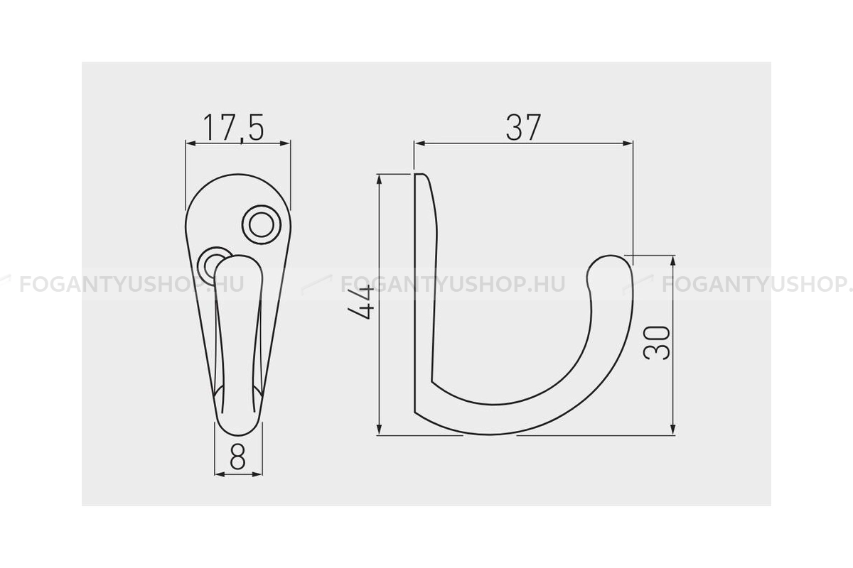 GTV Fogas - MALAGA C0 - Matt nikkel 02 - Egy akasztós fogas - Fogantyushop